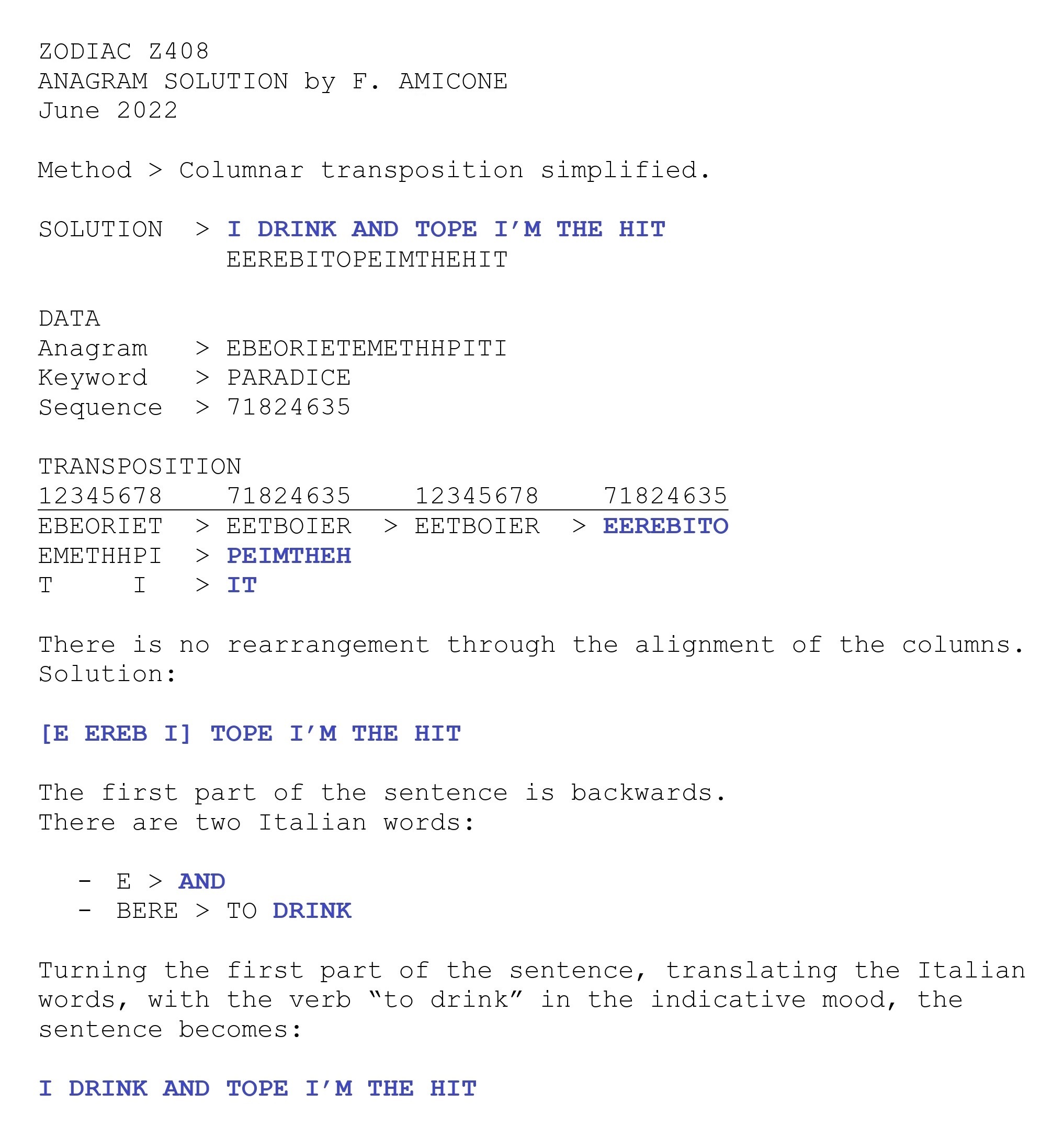 “Paradice”, the keyword that reveals Zodiac’s 408-cipher last mystery ...